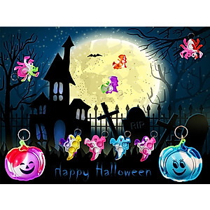 Roaqua 30 Packs Bulk Spider Ghost Pumpkin Bat Push Fidget Bubble Mini Pop Fidget,Small Halloween Party Favors Supplies and Classroom Student Prizes Gifts