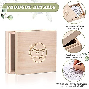 Wedding Card Boxes for Reception 50 Pcs Wedding Advice Cards for Bridal Shower and 10 Pcs Pencils Gift Wooden Wedding Memory Box Rustic Wedding Card Holder Box Advice and Wishes for Mr and Mrs
