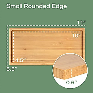 BambooMN Organic Bamboo Serving Tray, Vanity Tray, Tea Serving, Appetizers, Snacks, Charcuterie Tray - Rounded Edges, 11"x5.5"x0.6" - 1 Piece