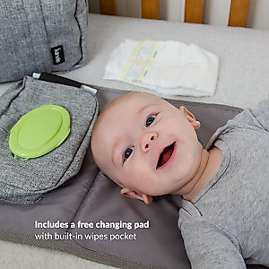 Kiinde Diaper Bag Backpack, Unisex Baby Bag Multifunction Padded Travel Backpack for Mom and Dad with Changing Pad, Stroller Straps, Laptop Sleeve, Grey