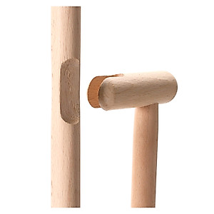 Creative Co-Op Beech Wood Broom & Standing Metal Dust Pan, Natural & Black