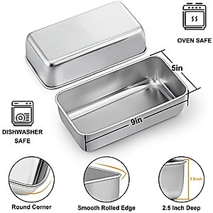 Homikit Loaf Pan Set of 3, 9 x 5 Inch Stainless Steel Loaf Pans for Baking Bread, Medium Metal Meatloaf Cake Pan Great for Home Kitchen, Oven & Dishwasher Safe, Rust Free