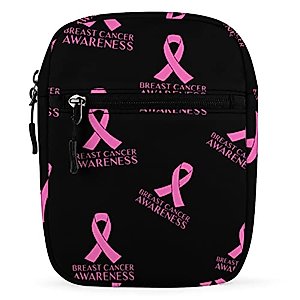 Pink Breast Cancer Awareness Crossbody Small Items Tote Bag Travel Satchel Purse Messenger Shoulder Handbag