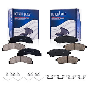 Detroit Axle - Brake Pads for 1999-2004 Ford F-250 F-350 Super Duty 2000-2005 Ford Excursion, 4pc Front & Rear Ceramic Brake Pads Set Replacement