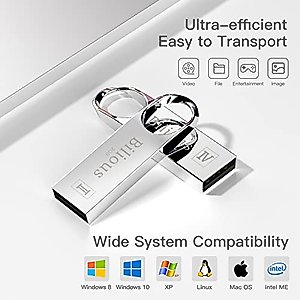 USB Flash Drive, Bilious Portable Keychain Design Thumb Drives, Metal Style Memory Stick U Disk, Waterproof Jump Pen Drive for Storage and Backup (64GB, 5 Pack)