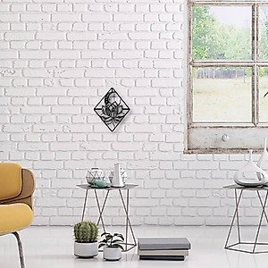 CREATCABIN Lotus Wall Art Metal Moon Flower Ornaments Wall Decor Signs Hanging Sculpture for Home Bedroom Kitchen Garden Housewarming Gift Christmas Halloween Holiday Decoration Black 10.6 x 10inch