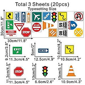 IARTTOP Road Signs Wall Decal, Traffic Sign Wall Stickers, Stop Street Transportation Signs Vinyl Wall Decals for Kids Bedroom Classroom Playroom Nursery Wall Decoration