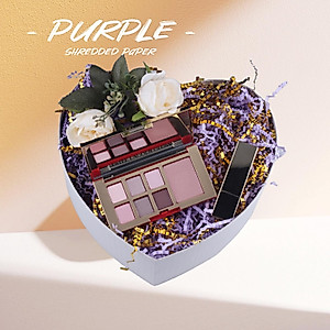 LDKGHE 4 oz Crinkle Cut Paper Shred Filler for Gift Wrapping Baskets Filling Box Birthdays Christmas Thanksgiving Easter Weddings Valentines Mother's Day Anniversaries (Purple and Gold)