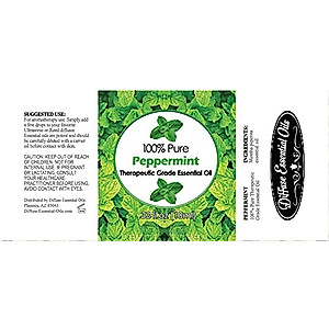 Diffuse Essential Oils 10ml - Pure Peppermint Essential Oil - 0.33 oz