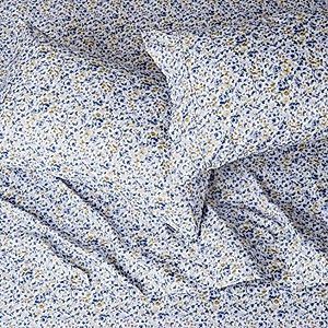 Amazon Basics Lightweight Super Soft Easy Care Microfiber Bed Sheet Set with 14" Deep Pockets - Full, Blue Floral