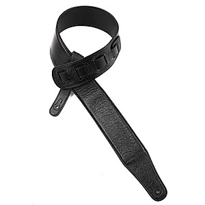 Walker & Williams CVG-WL-R Hand Carved Brick Red & Brown Howling Timber Wolf On Black Leather Guitar Strap For Acoustic, Electric, And Bass Guitars