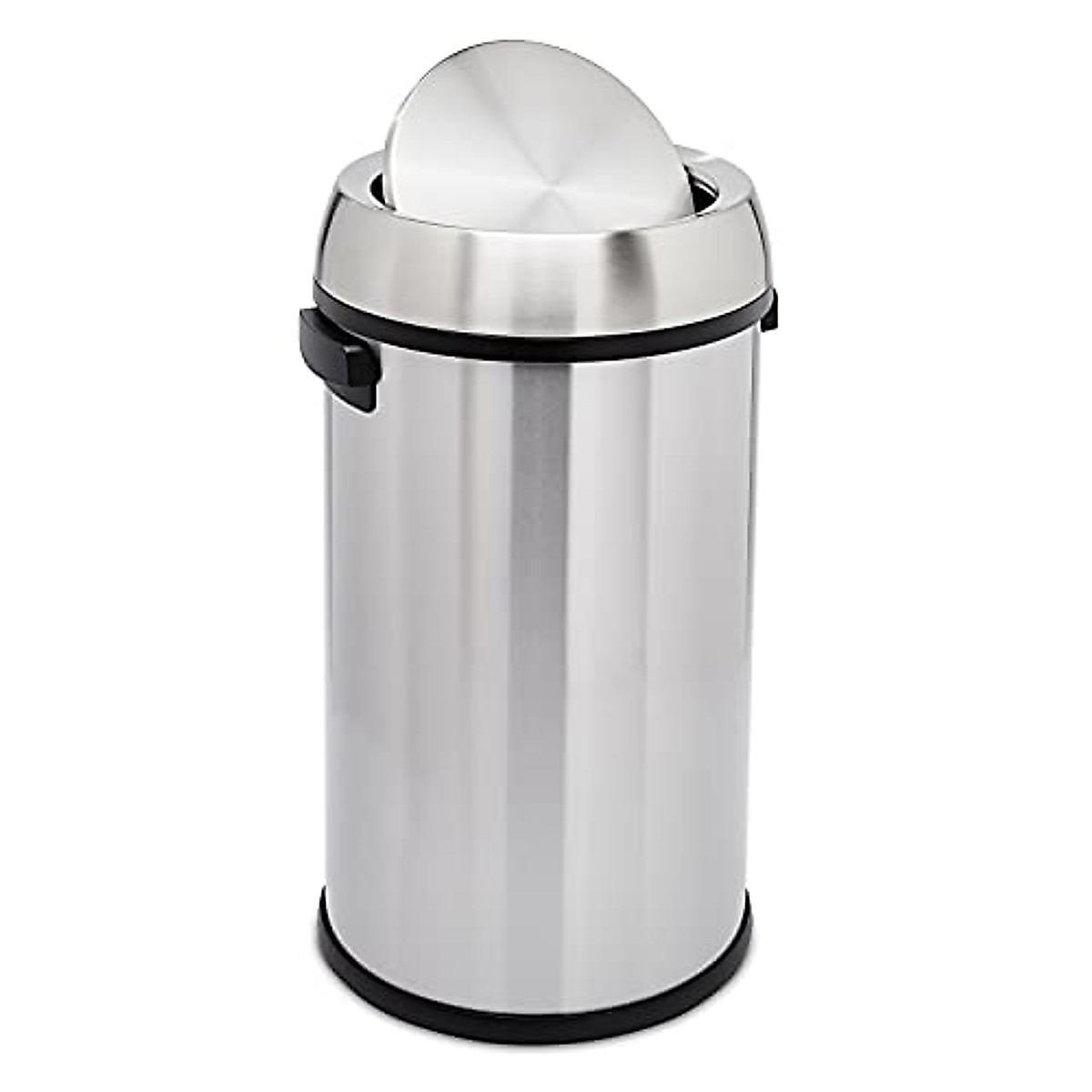 Amazon Basics Round Stainless Steel Trash Can with Swing lid - 65 Liter
