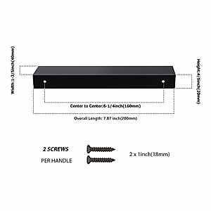 Peaha 10 Pack Kitchen Cabinet Handles 6-1/4 inch Black Pulls for Dresser Drawers Door Edge Finger Pull Aluminum Alloy Hardware