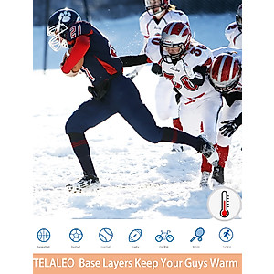 TELALEO Boys' Girls' Long Sleeve Compression Shirts Thermal Fleece Lined Kids Athletic Sports Tops Leggings Baselayer Set L