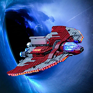 Rorliny LED Light Kit for Lego Star Wars Ahsoka Tano's T-6 Jedi Shuttle 75362 Building Set, Creative Lighting kit Compatible with Lego 75362-Remote Control Version (Lights Only, No Lego Set)