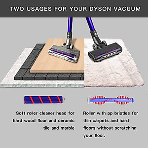 Upgraded Hardwood Floor Vacuum Attachments with Headlights for dyson V10 V11,Replacement Parts Motorhead for Dyson ,Soft Roller &PP Bristle Motorized Brush Accessories for Marble,Carpet,Rug Cleaning.
