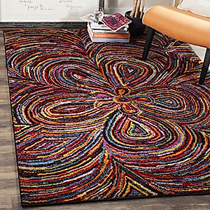 Safavieh Aruba Collection 4' x 6' Multi ARB503M Boho Abstract Flower Area Rug