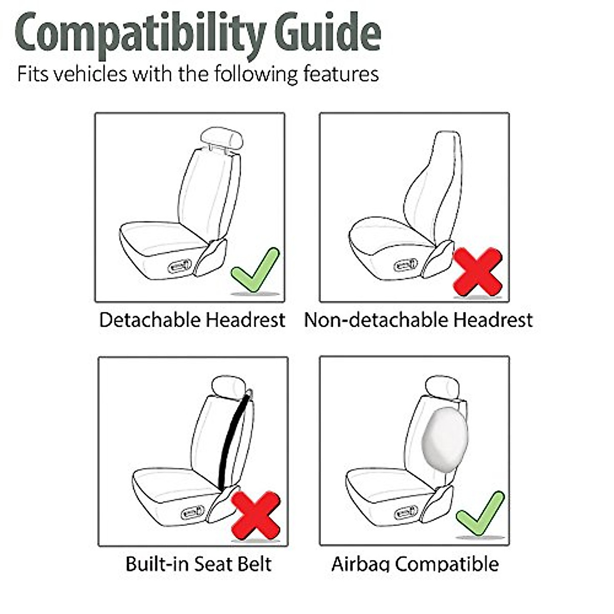 FH Group Car Seat Covers Front Set Premium 3D Air Mesh - Low Back Car Seats with Removable Headrest, Universal Fit, Automotive Seat Cover, Airbag Compatible Car Seat Cover for SUV, Sedan, Van Black