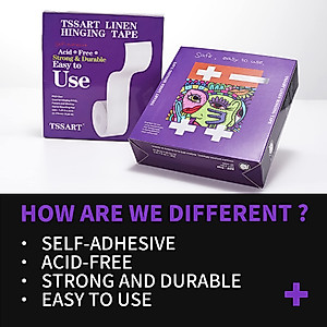 TSSART Linen Hinging Tape - Self-Adhesive Hinging Tape for Prints Matte Frames, Artwork Matting - Acid Free 1.25inch x 35ft