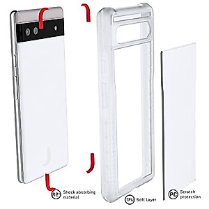 Ghostek COVERT Pixel 6a Clear Case with Shockproof Drop Protection and Anti-Yellowing Premium Slim Lightweight Design Rugged Protective Phone Cover Designed for 2022 Google Pixel 6a (6.1 Inch) (Clear)