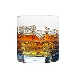 Mikasa Cal Ombre Double Old Fashioned Whiskey Glasses, 4 Count (Pack of 1), Blue