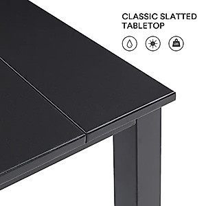 VICLLAX Patio Dining Table for 6, 63"x37.8" Rectangular Outdoor Metal Slats Patio Table for Patio Garden Front Porch, Deck, Black