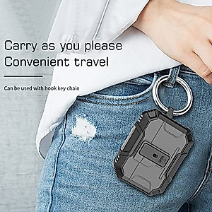 ZenRich One Key Pop-up Airpods Pro Case, zenrich Full-Body Hard Shell Protective Rugged Charging Cover Case with Keychain for AirPods, Front LED Visible,Black