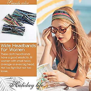 Achiou Boho Headbands for Women, Twist Knotted Head Bands for Women's Curly Hair Non Slip, Wide Turban Cloth Hairbands, Elastic Hair Accessories for Girls Yoga 6 Pack Two Size