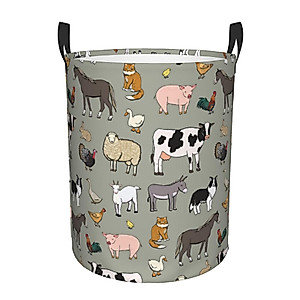 oacyit Laundry Basket Farm Animals Laundry Hamper Waterproof Idea Hampers for Laundry,Large Collapsible Laundry Baskets with Handle Suitable for Bedroom Bathroom Utility Room Kitchen, Medium