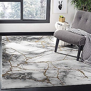 SAFAVIEH Craft Collection 5'3" x 7'6" Grey / Gold CFT877F Modern Abstract Non-Shedding Living Room Bedroom Dining Home Office Area Rug