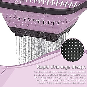 Esmartlife Colander collapsible, BPA Free Silicone Food Strainer, Kitchen Folding Strainer, Perfect for Kitchen Food Draining Pasta Vegetable Fruit and Meat,Square pink