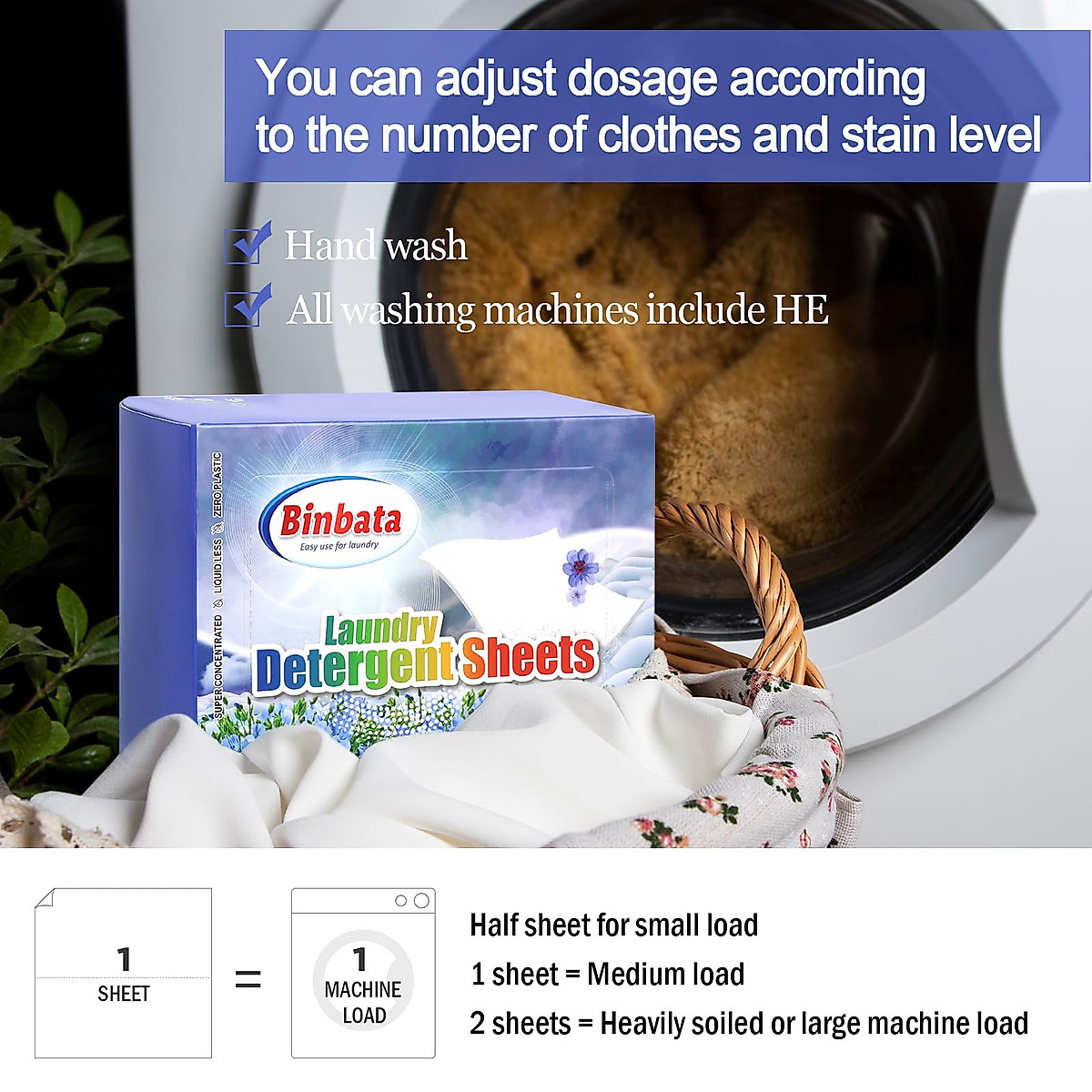 Binbata Laundry Detergent Sheets, 200 Loads Fresh Linen Scent Hypoallergenic Eco-Friendly Laundry Sheets, Biodegradable Plastic Free Liquidless Laundry Sheets Detergent Suitable for Sensitive Skin