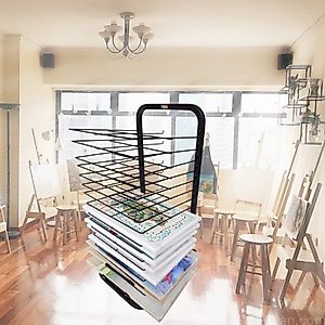 YSCMX Mobile Art Drying Rack for Classroom Drying Rack for Art Drying Rack for Art Metal Wire Work Display Rack, Art Carts with Wheels for Classroom Art Studios and Home Use. Drying & Print Racks
