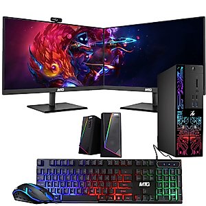 TechMagnet Computer Desktop PC, Intel Core i5-6500, Siwa 6, New MTG Dual 22 Inch Monitor, 16GB RAM, 2TB, 1GB Graphic Card, RGB Keyboard Mouse, RGB Speaker, Webcam, WiFi, Windows 10 Pro (Renewed)