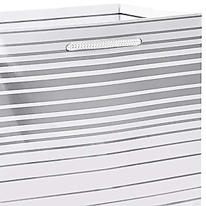 Hallmark Silver Gift Bag Assortment - Diamonds, Stripes, Dots (Pack of 6: 2 Medium 9", 2 Large 11", 2 Extra Large 14") for Christmas, Hanukkah, Graduations, Birthdays, Weddings, Bridal Showers