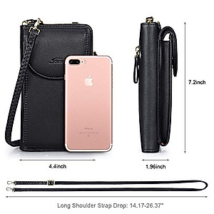 S-ZONE Women Genuine Leather Handbag Shoulder Purse Satchel Tote RFID Blocking PU Leather Crossbody Phone Bag Purse