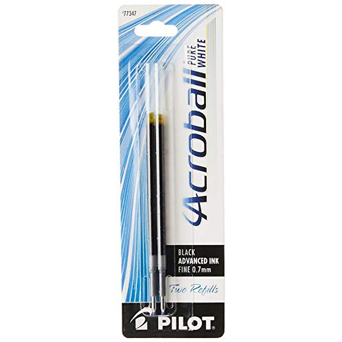 PILOT Acroball PureWhite Advanced Ink Refill For Retractable Pens, Fine Point, Black Ink, 2-Pack (77347)