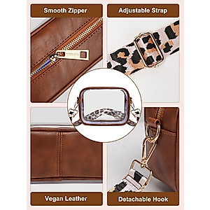 Vangue Upgrade TPU Clear Purse for Women Stadium Approved, Clear Crossbody Bag with Adjutable Strap, Transparent Leather Bag for Sports Concerts Events Festivals