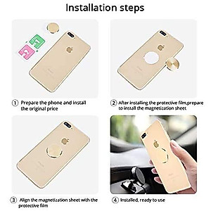 SALEX Cute Replacement Metal Plates Set 4 Pack for Magnetic Phone Holder. Kit of 4 Mix Round Discs Without Holes for Car Mount, Phone Case Back. Strong Circular 3M Adhesive Cell Phone Magnet Stickers.