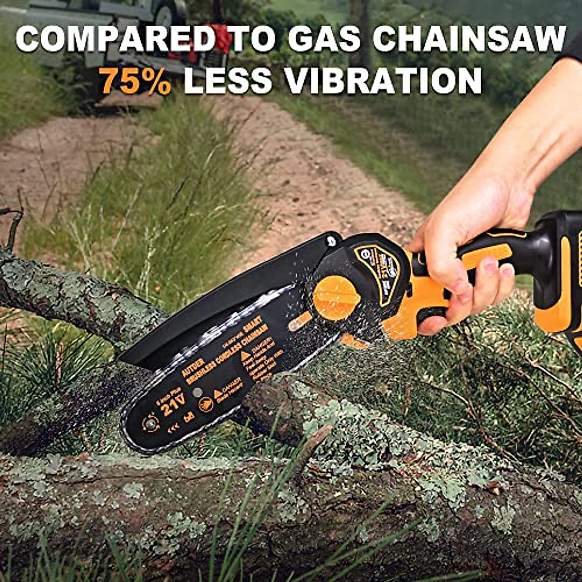 Mini Chainsaw 6-Inch,Electric Chainsaw-Battery Powered Cordless Chainsaw with Brushless Motor,21V Handheld Chainsaw for Outdoor Projects, Trimming, and Pruning