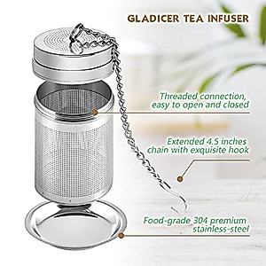 Tea Infuser, Tea Strainer Fine Mesh Tea Filter 304 Stainless Steel Perfect Size with Extended Chain Hook to Brew Loose Leaf Tea, Tea Strainers 210601-1