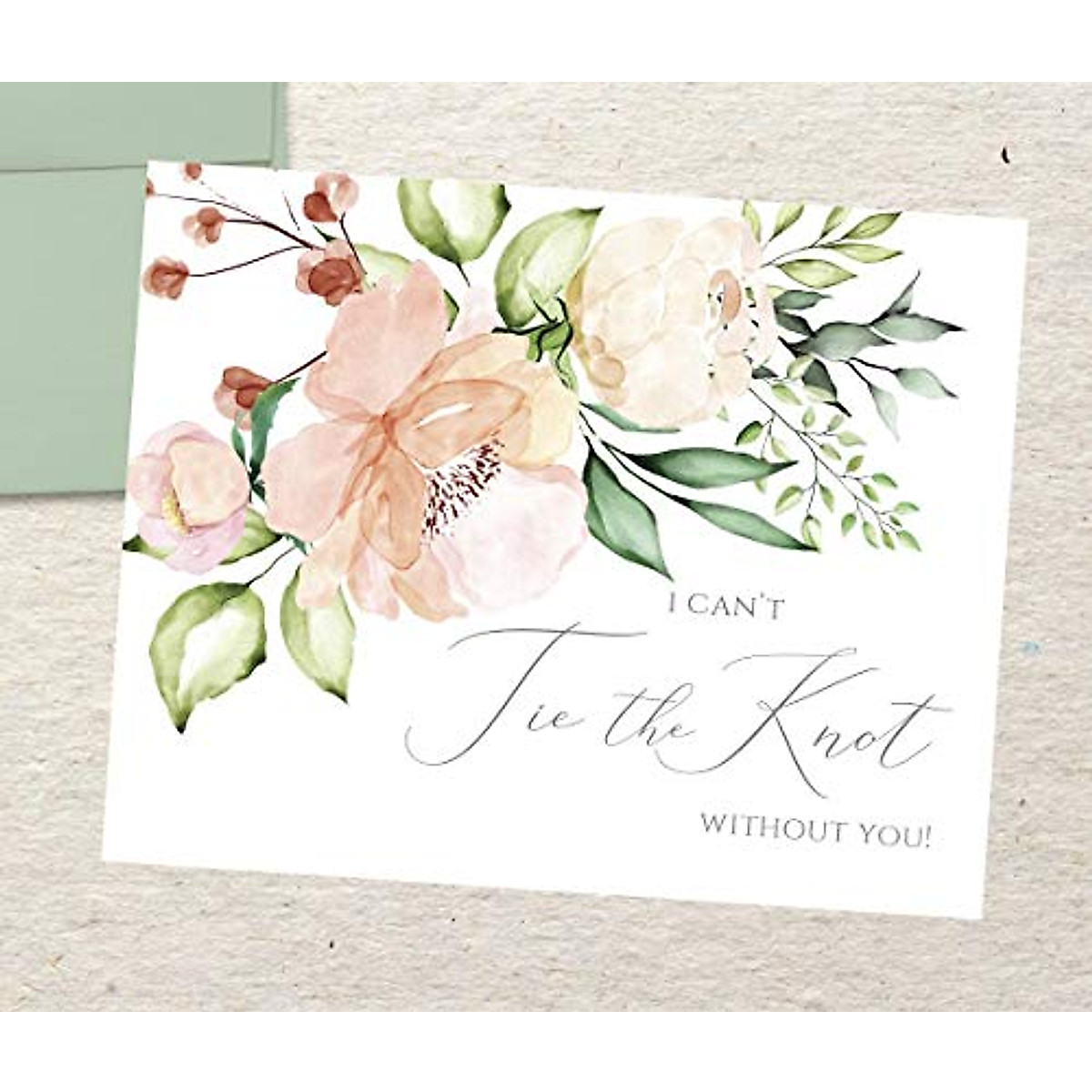 Moonrise Papery Set of 10 I Can't Tie the Knot Without You! Cards with Envelopes and Seals, Wedding Party Proposal Cards, Folded Card, Blank Inside