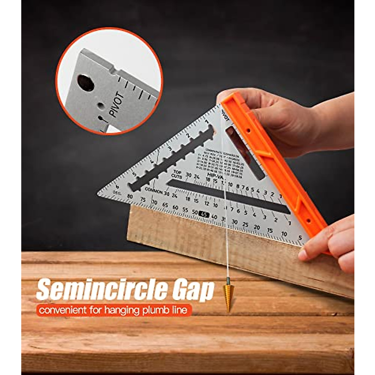 RONGPRO Multifunctional Rafter Square, 7 Inch Triangle Carpenter Square Metal Alloy, Rafter Square Layout Tool