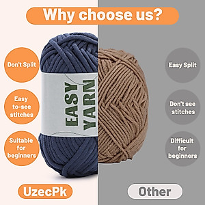 4x50g Yarn for Crocheting and Knitting, 4x80m (87yds) Beginner Crochet Easy Cotton Yarn with Easy-to-See Stitches, Worsted-Weight Medium #4 - Cotton-Nylon Blend Blue