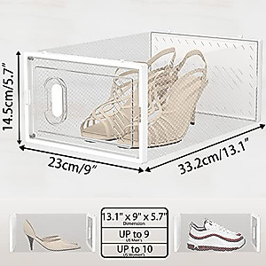 SIMPDIY Shoe Box, 12 Pack Shoe Storage Boxes Clear Plastic Stackable, Shoe Organizer Containers with Lids for Size 10