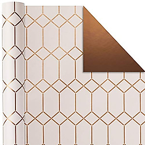 Hallmark All Occasion Reversible Wrapping Paper (3 Rolls, 120 sq. ft. ttl.) Metallic Gold, Silver, Rose Gold, Pink, Navy, Mint Green for Mothers Day, Birthdays, Bridal Showers, Baby, Valentines Day