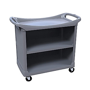 INDYAH Movable Trolleys, Kitchen Storage Hand Trucks, 3 Tier Hotel Cateservice Cart Plastic Cleaning Collection Trolley for Restaurants