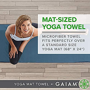 Gaiam Yoga Mat Towel Microfiber Mat-Sized Yoga Towel for Hot Yoga (68" L x 24" W), Heron Lilac
