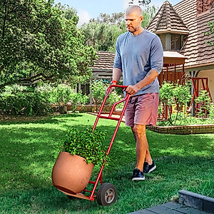 Goplus Hand Truck, P-Handle Hand Truck Dolly w/Vertical Loop Handle, 10” Rubber Wheels, 15”x8” Foldable Nose Plate, 660LBS Capacity, Heavy Duty Metal Dolly Cart for Lifting, Stairs (Red)