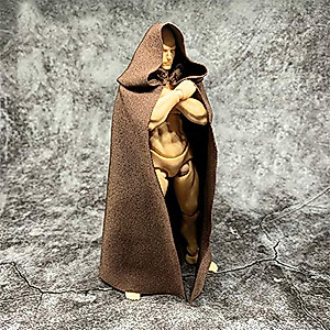 SSbeauty M 1:12 Scale Fabric Cape Cloak with Hat for 6 inch 1/12 Action Figure Clothes (Brown Cloak)